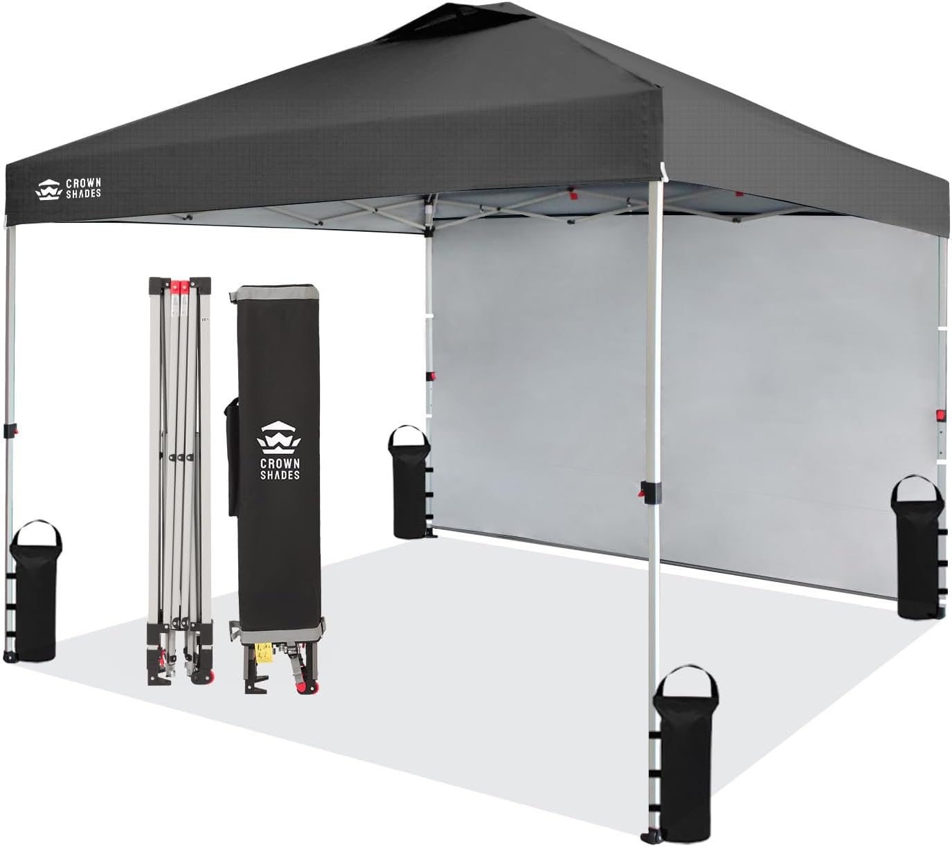 CROWN SHADES 10x10 Pop Up Canopy with 1 Side Wall - Beach Tent with One ...