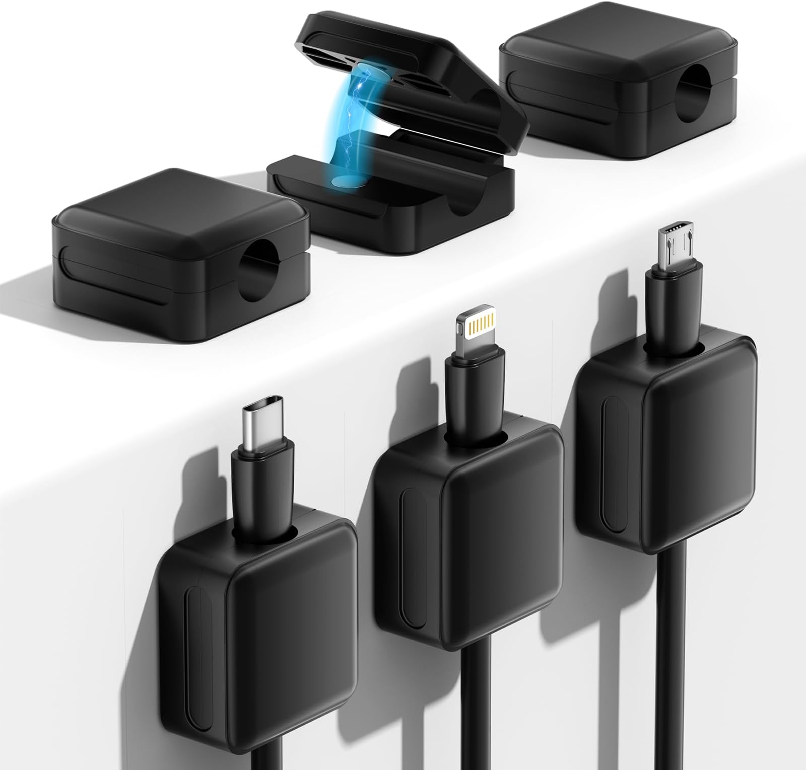 Amazon.com: 6 Pack Magnetic Cable Clips [Cable Smooth Adjustable] Cord ...