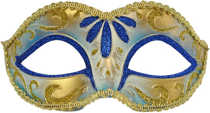 Amazon.com: Teen Blue & Gold Venetian Mask Mardi Masquerade Halloween ...