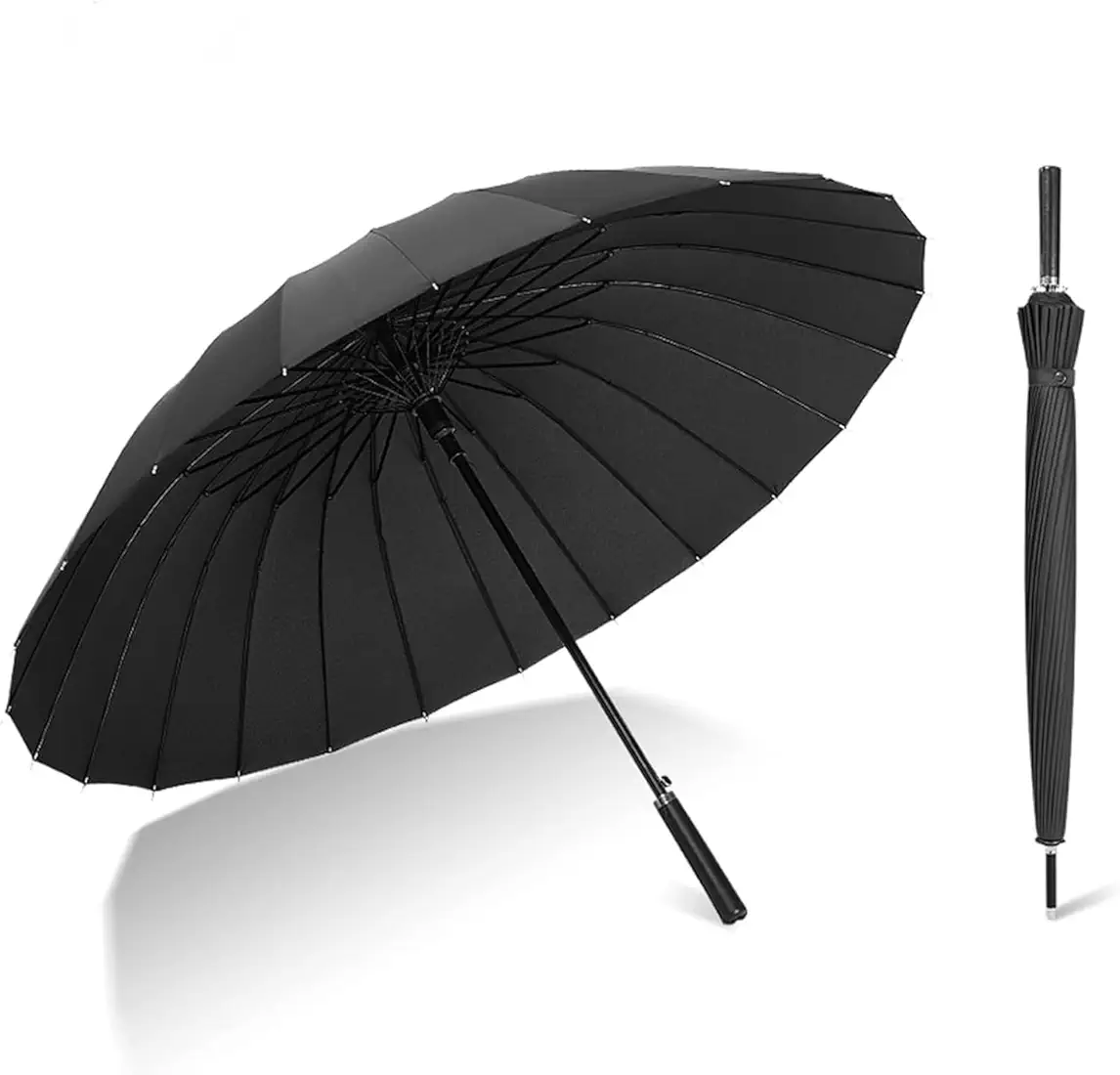 Flipco Long Handled Umbrella 24 Rib Large Windproof Reinforced Straight ...