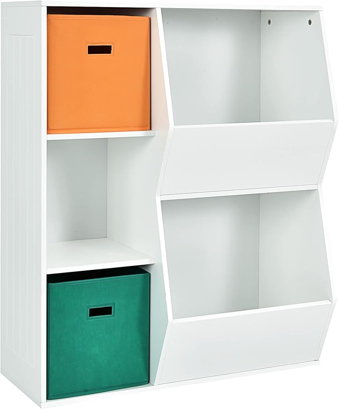 COSTWAY 5-Cubby Kids Storage Cabinet, Children Toy Organizer Bookcase ...