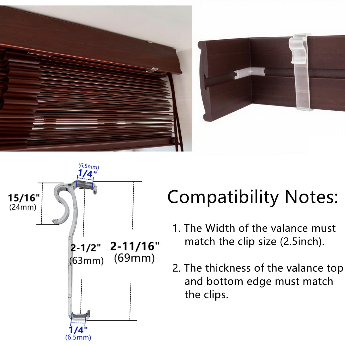 Clips For Blinds 10pcs Plastic Valance Clips Portable Clear Horizontal ...