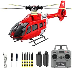 Hylukon C190 RC Helicopter, 1:30 Scale H145 Helicopter 2.4G 6CH RTF Single Propeller Aileron ...
