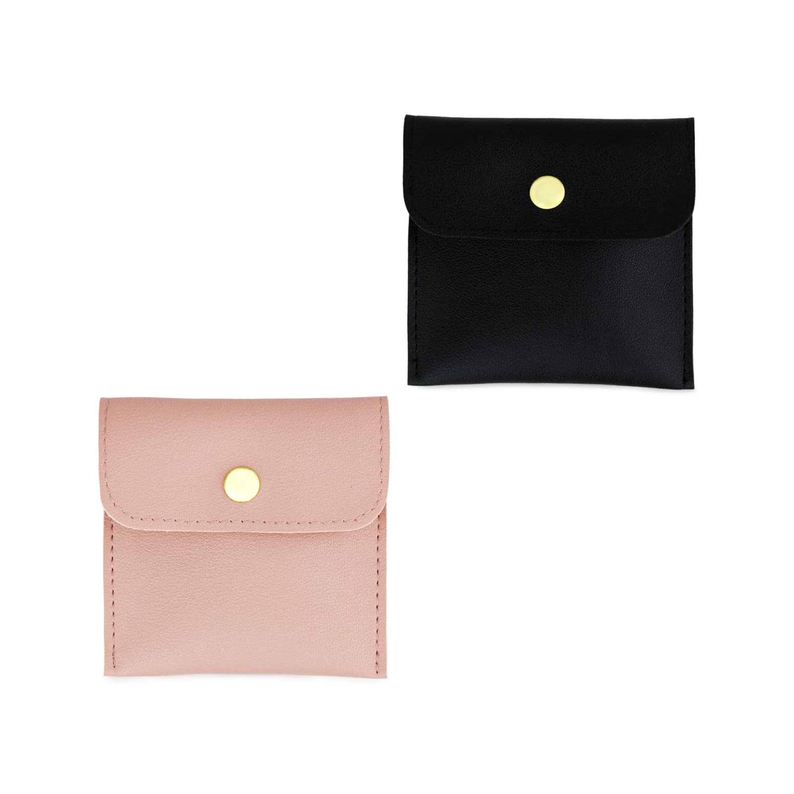 FuninCrea 2 Pcs PU Leather Jewelry Pouches with Snap Button, Jewelry ...