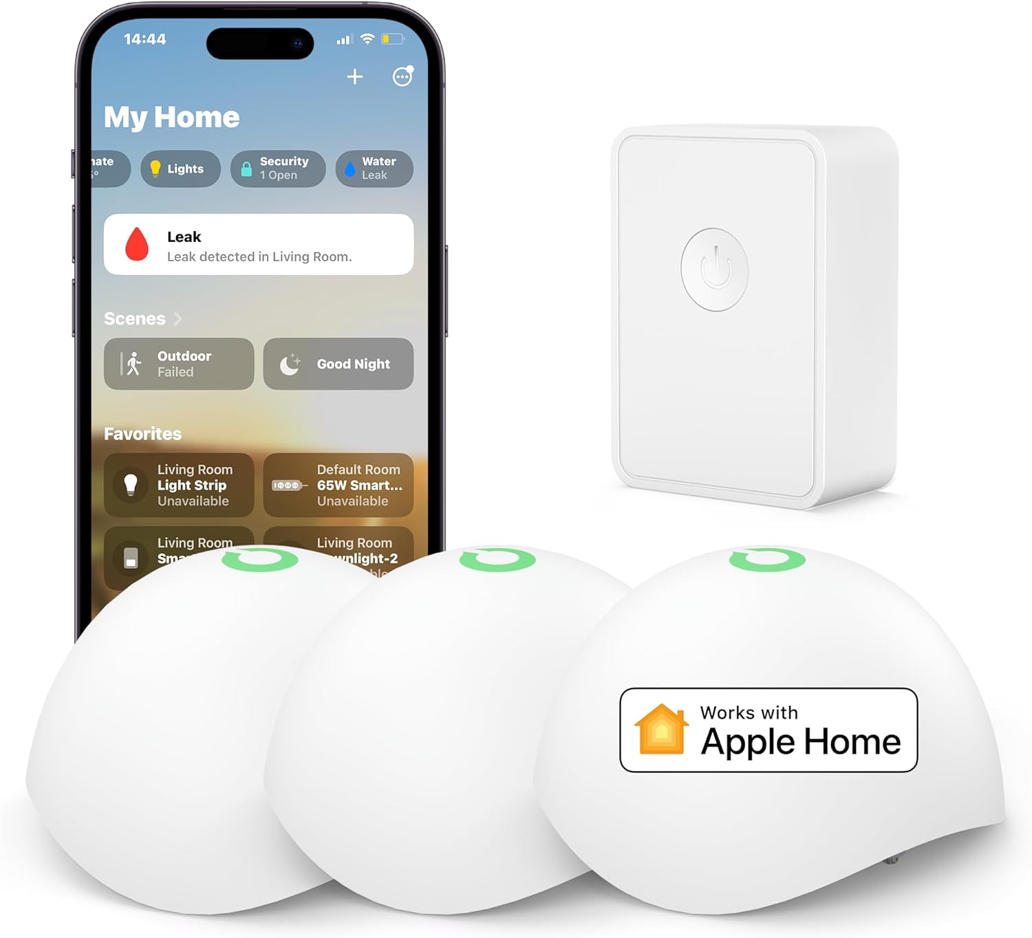 Meross Smart Water Detector Pack of 3 for HomeKit, Water Sensor with ...