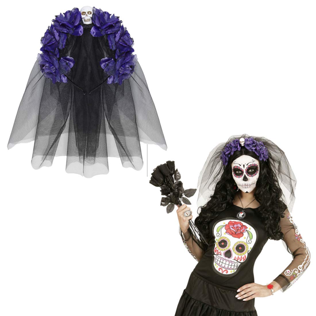 NET TOYS Banda Pelo Día de los Muertos Bisutería La Catrina Violeta y ...