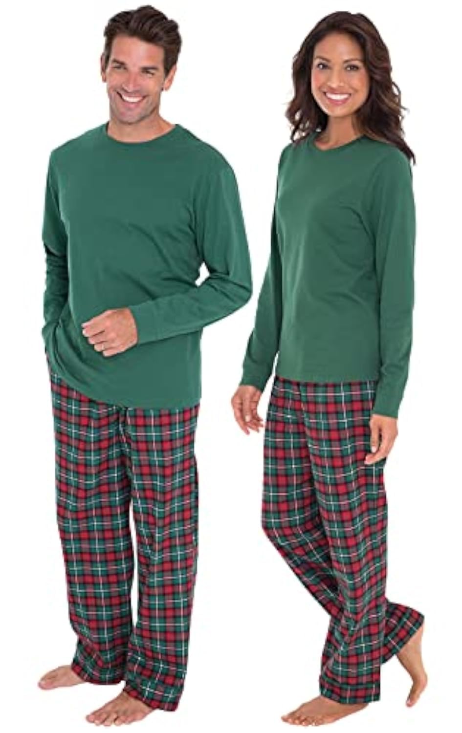 PajamaGram Christmas Plaid Couples PJs - Red & Green Plaid Flannel ...