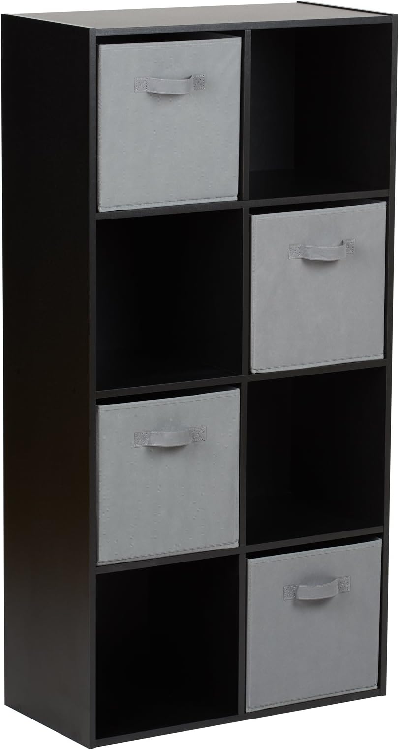Hartleys White 8 Cube Unit and 4 Grey Storage Drawers : Amazon.co.uk ...