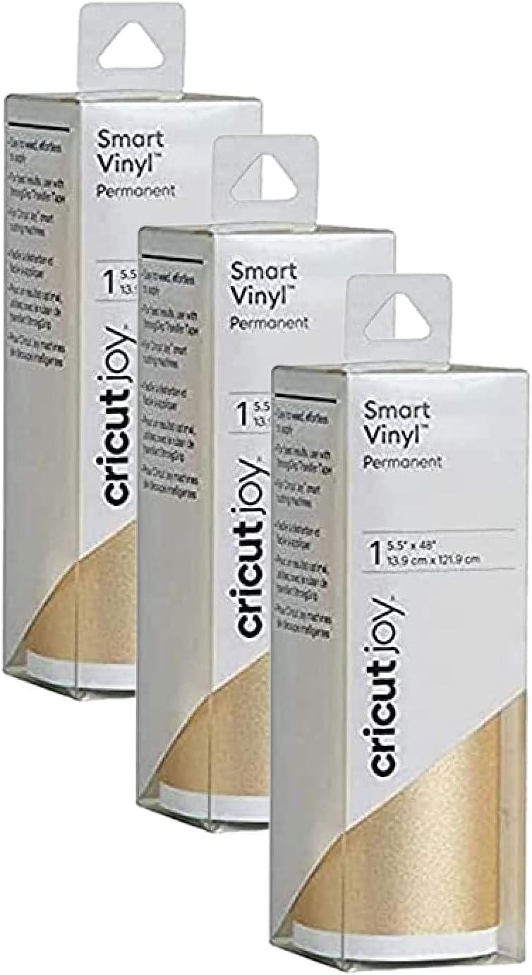 Amazon.com: Cricut Smart Permanent Vinyl- Shimmer Gold, 3-Pack of 4ft ...
