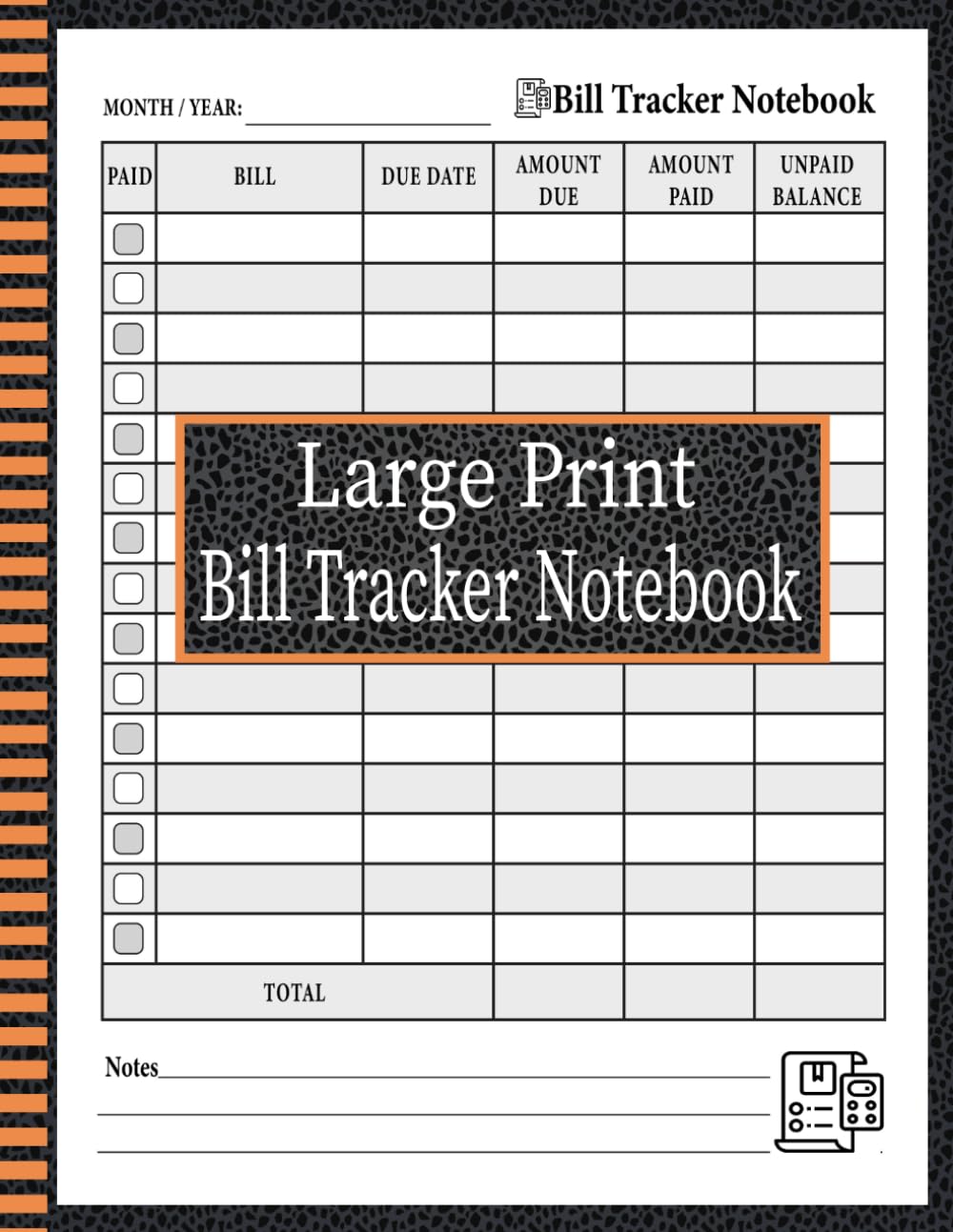 Large Print Bill Tracker Notebook: Simple Monthly Bill Payment and ...