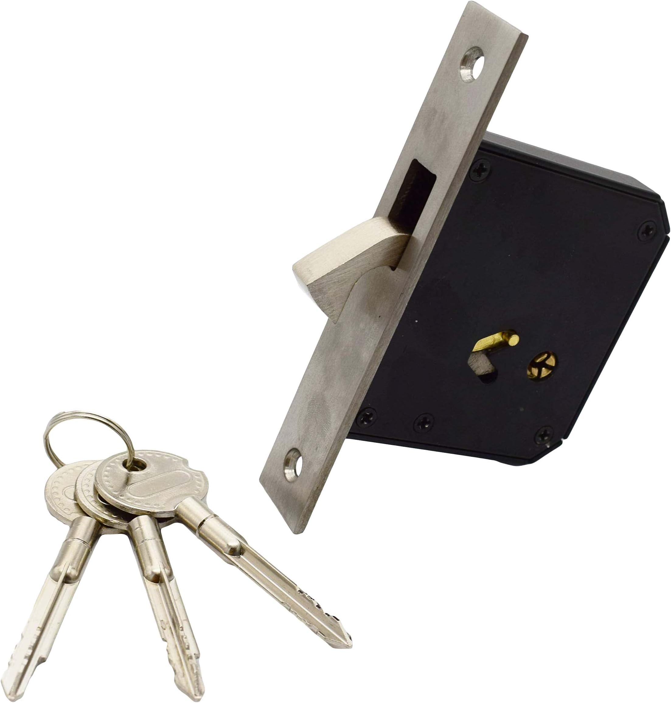 Ramson Steel 6 Levers Door Lock 75 mm with 2 Keys (Silver, 75 M ...