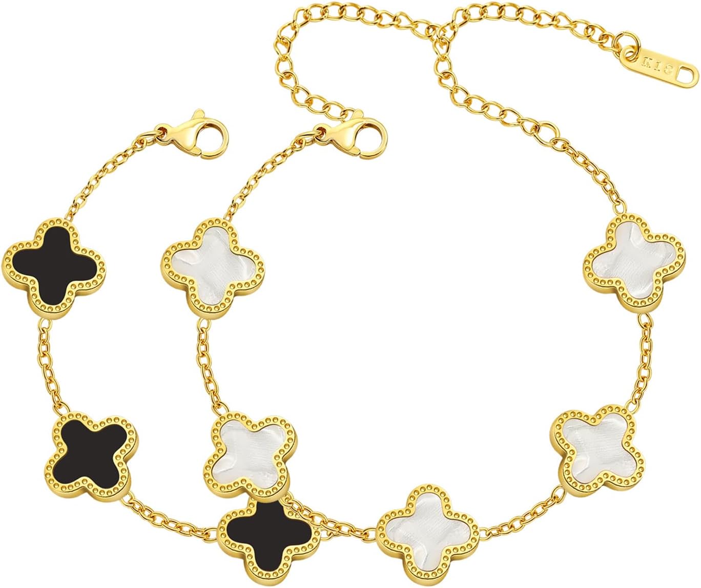 Amazon.com: KIOGIU Juego de pulseras de trébol chapado en oro para ...