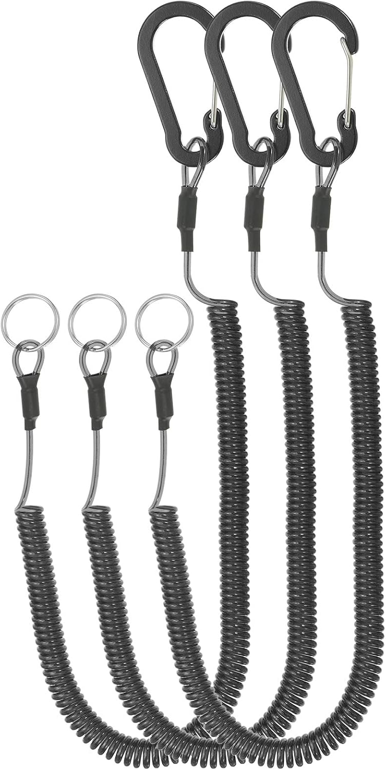 PATIKIL 3pcs Retractable Spring Coil Straps, 6" Spiral Stretchy Safety ...