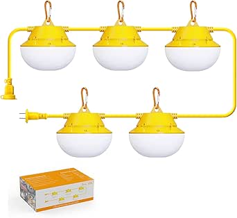 50FT Construction String Lights 75W LED Work String Light 7500LM Super ...