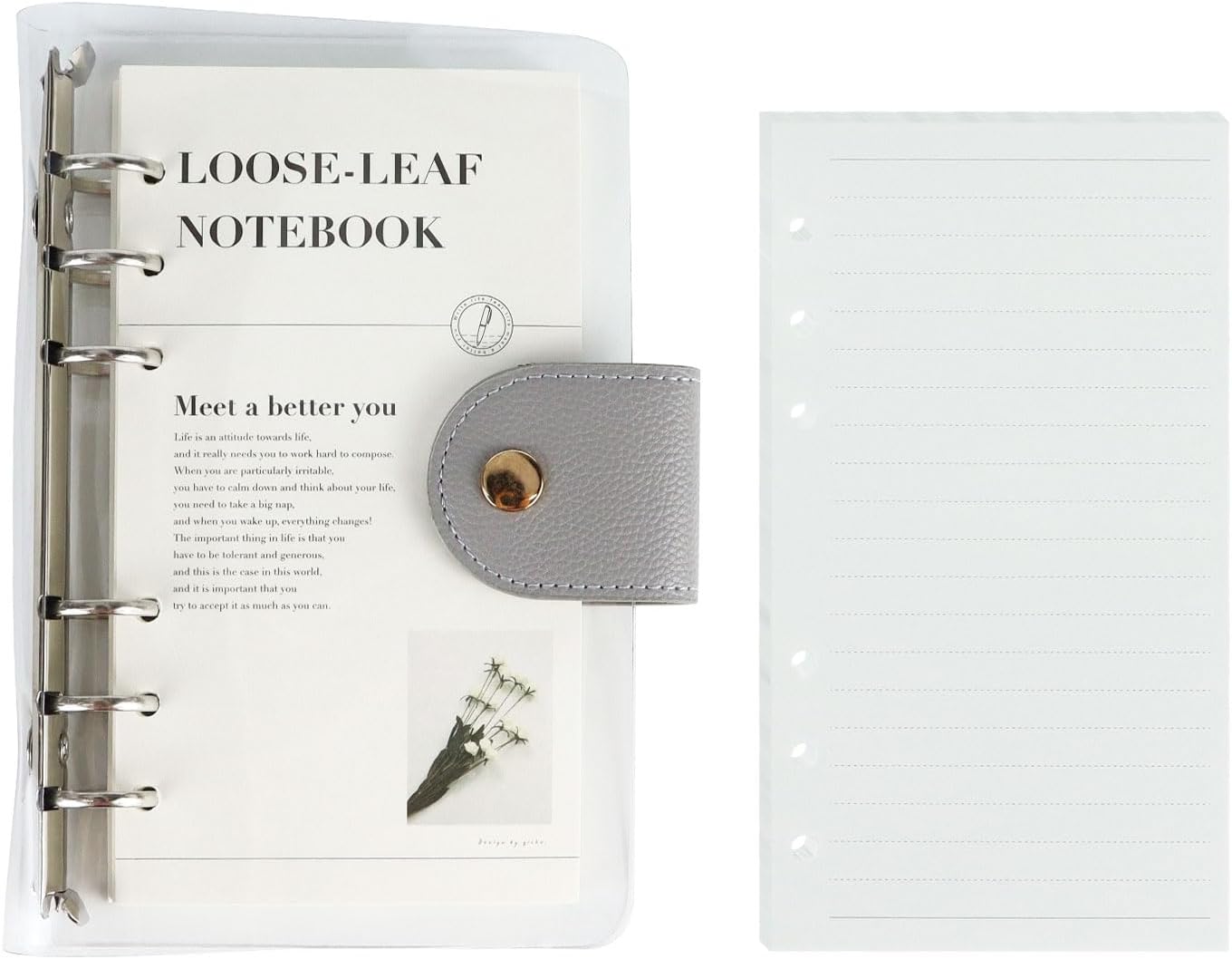 Amazon.com : MultiBey A6 Binder 6-Ring Clear Notebook Cover, Silver ...