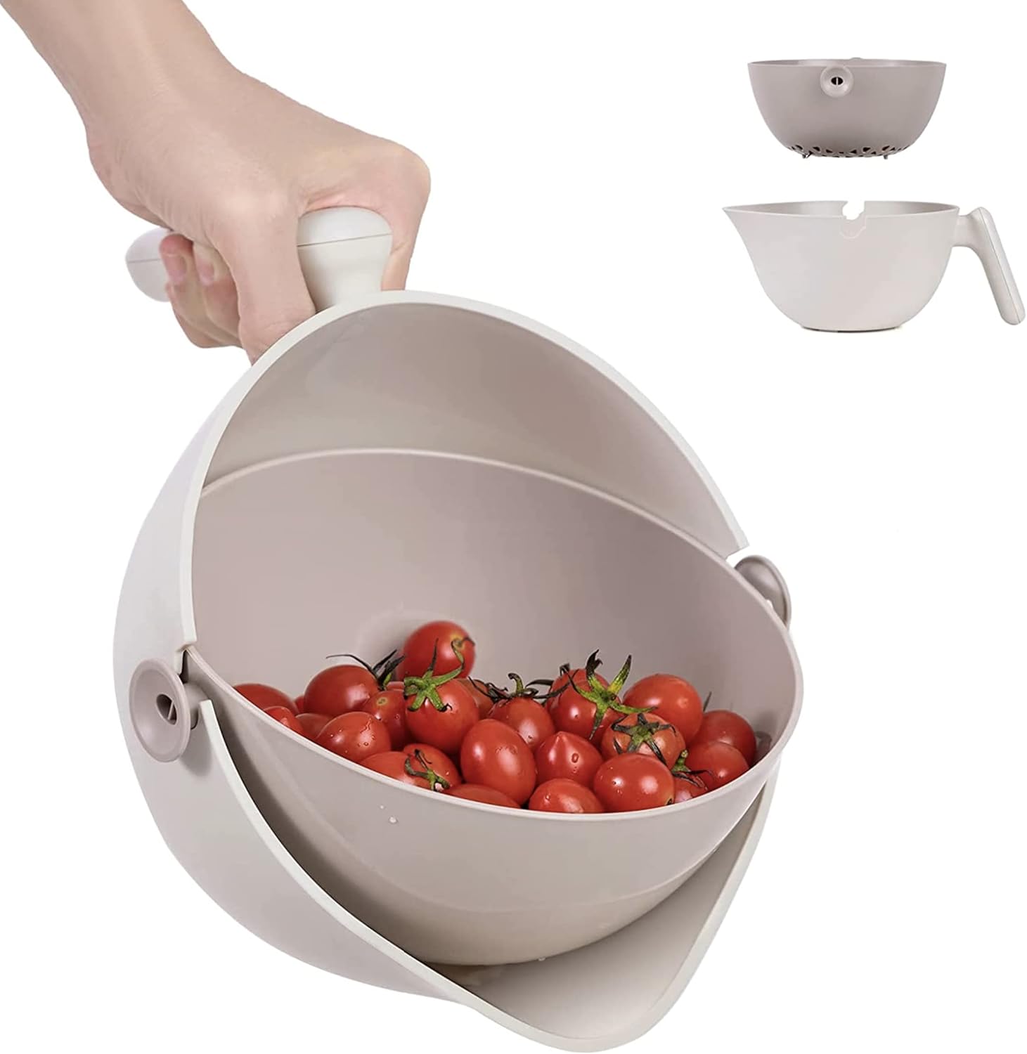 Amazon.com: 2 in 1 Vegetable Fruit Washing Rotating Colander Drain ...