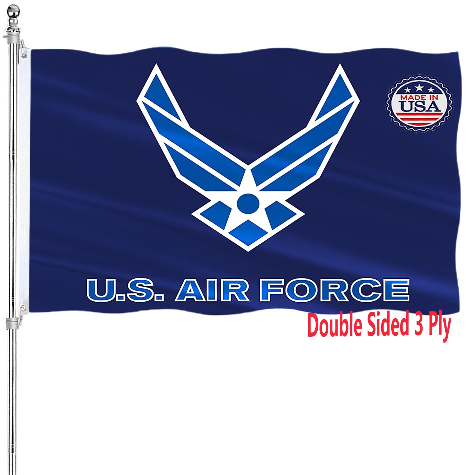 Amazon.com : US Air Force Wings Flag Double Sided 3x5 Heavy Duty United ...
