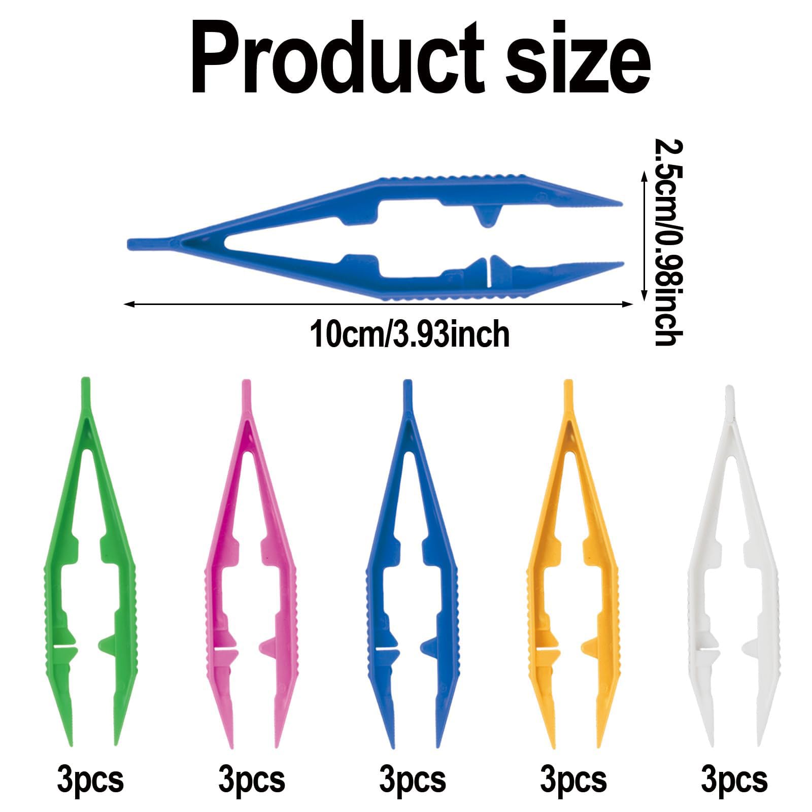 Plastic Tweezers, Pack of 15 Plastic Craft Kids Bulk Tweezers Set ...