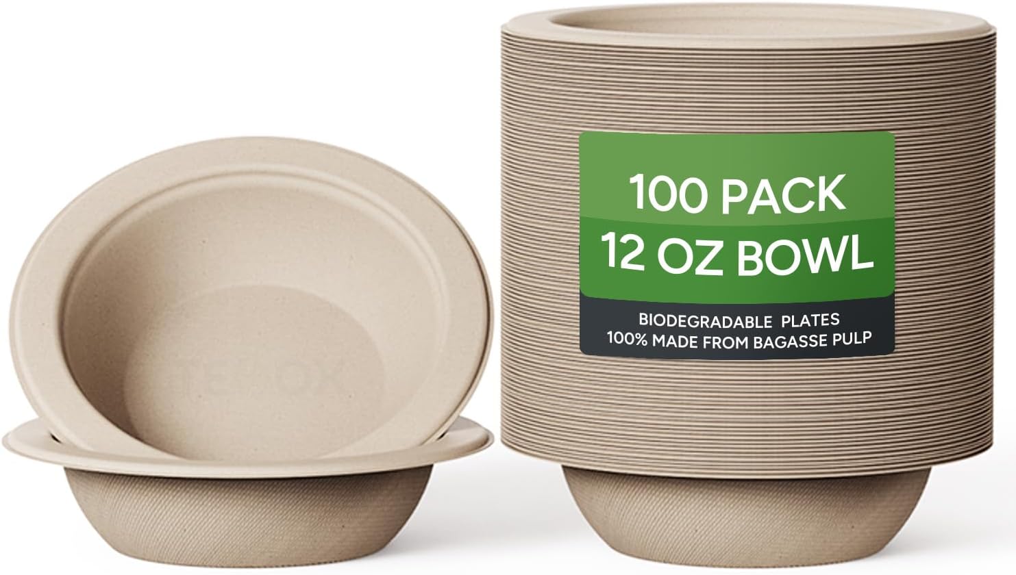 Amazon.com: Teoox 100% Compostable Bowls, [12 oz] [100-Count ...