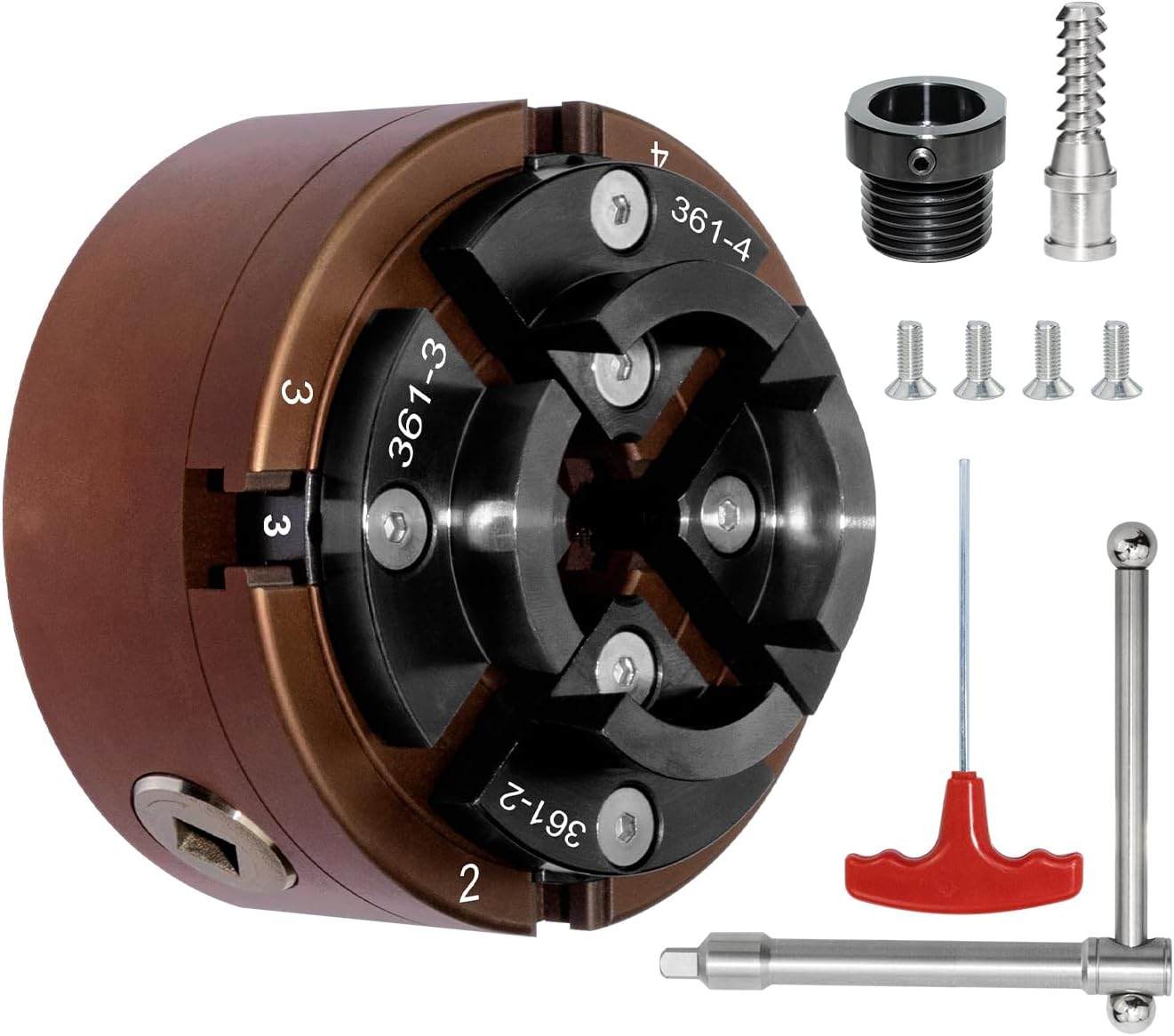 SIIIXS 4 Inch Wood Lathe Chuck Set 1''X8TPI Thread & 3/4''X16TPI ...
