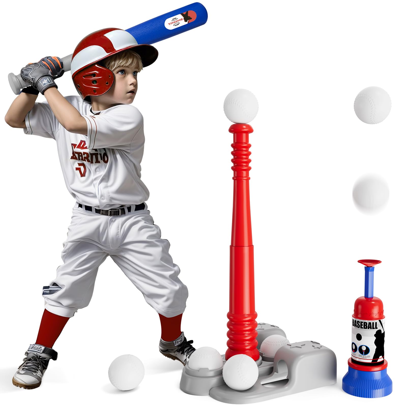 Amazon.com: Wee Wonders 2 in 1 T Ball Set - Adjustable Height, Tee Ball ...