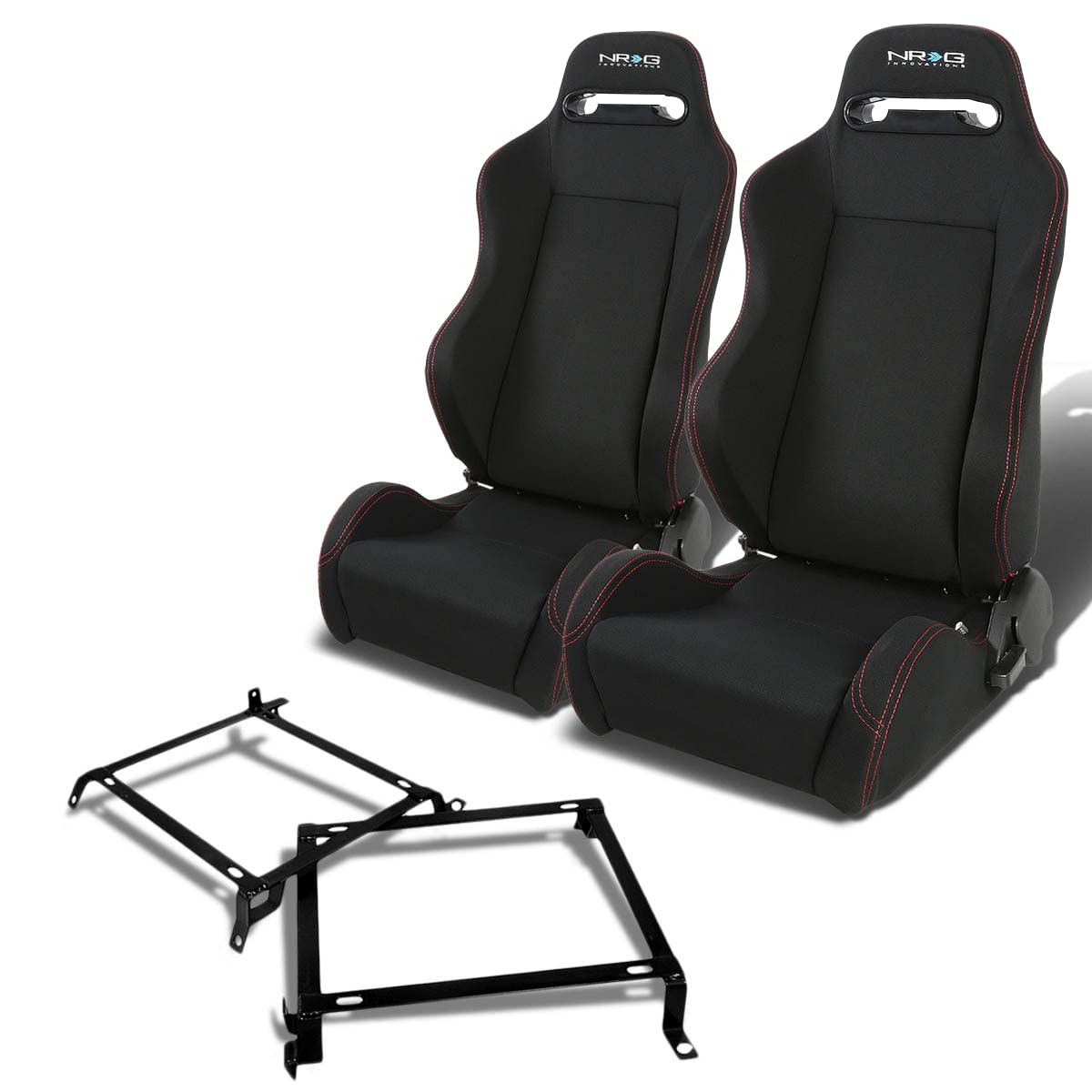 Amazon.com: NRG Type-R Style Fully Reclinable Racing Seats Bundle with ...