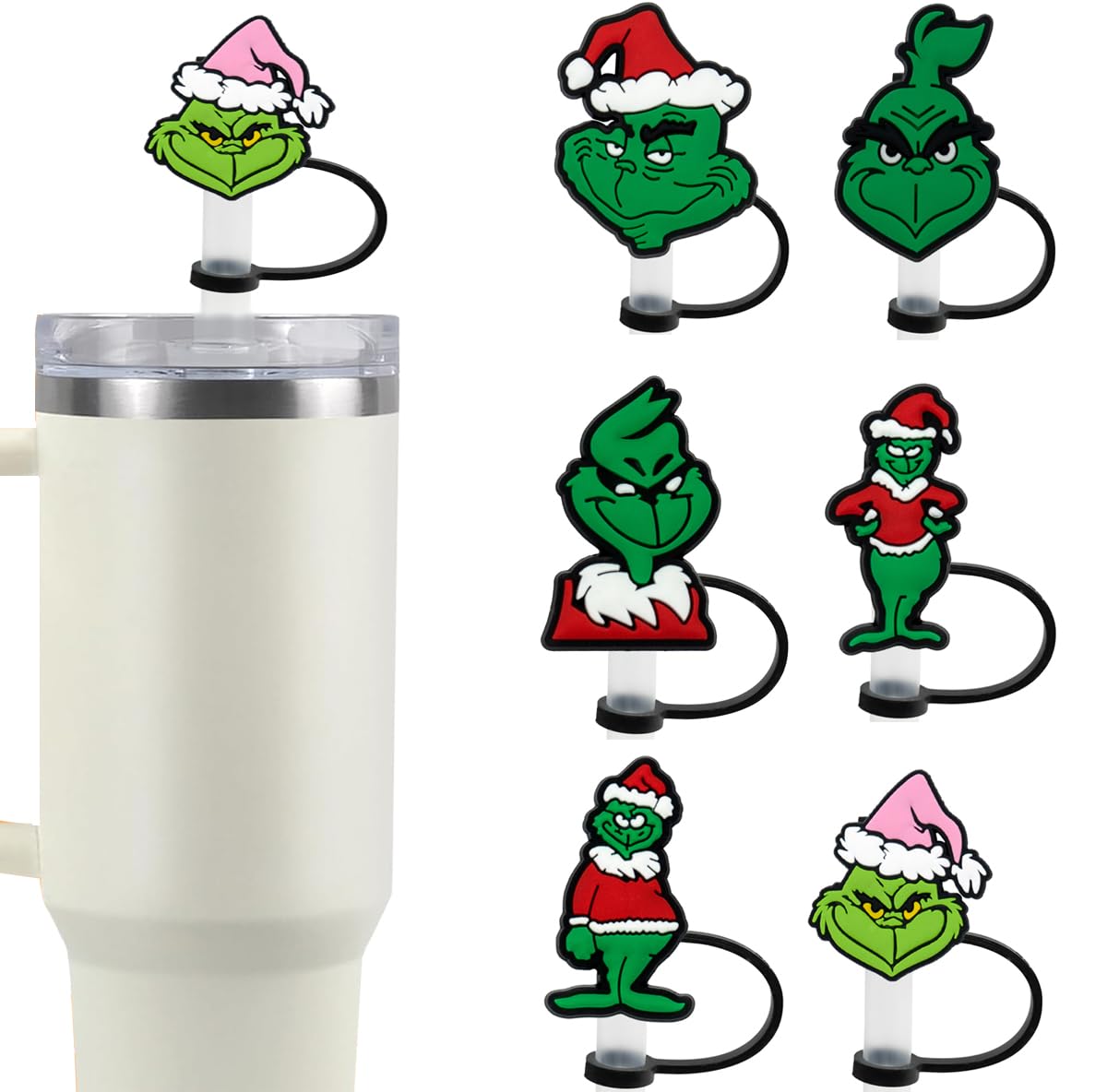 Amazon.com: 6PCS Straw Toppers,New Christmas Straw Cover Cap for ...