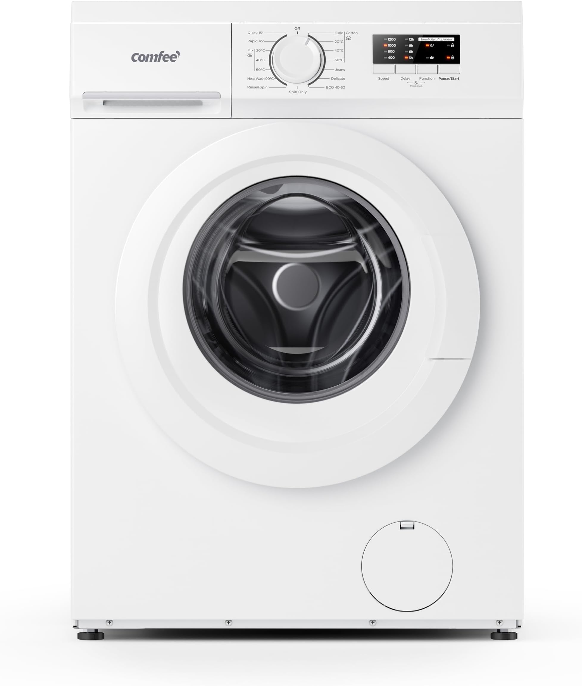 COMFEE' CFE10EW60/W Freestanding Washing Machine,6KG Load,Heat Wash 90 ...