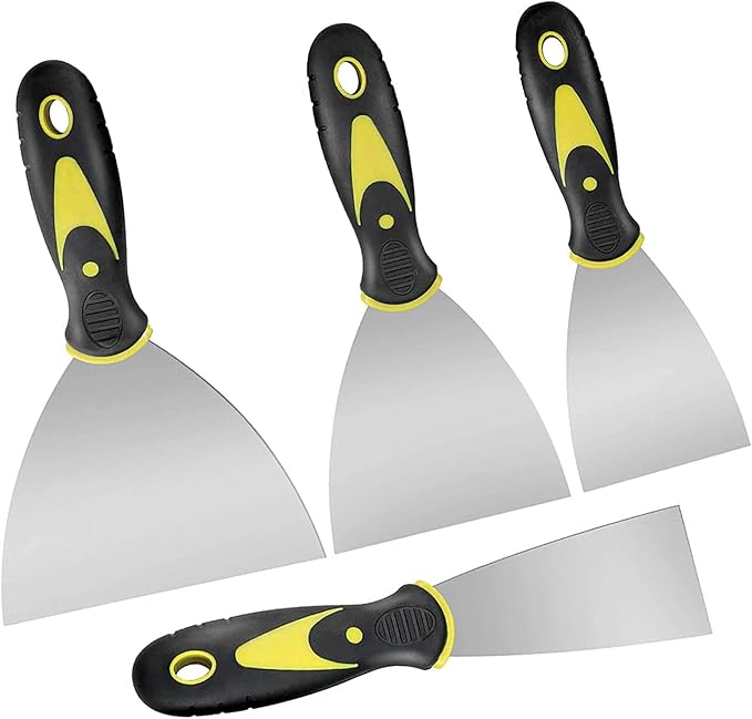 Pack of 4 Putty Knife Set, 2,3,4,5 inch Wide Spackle Putty Knives Metal ...