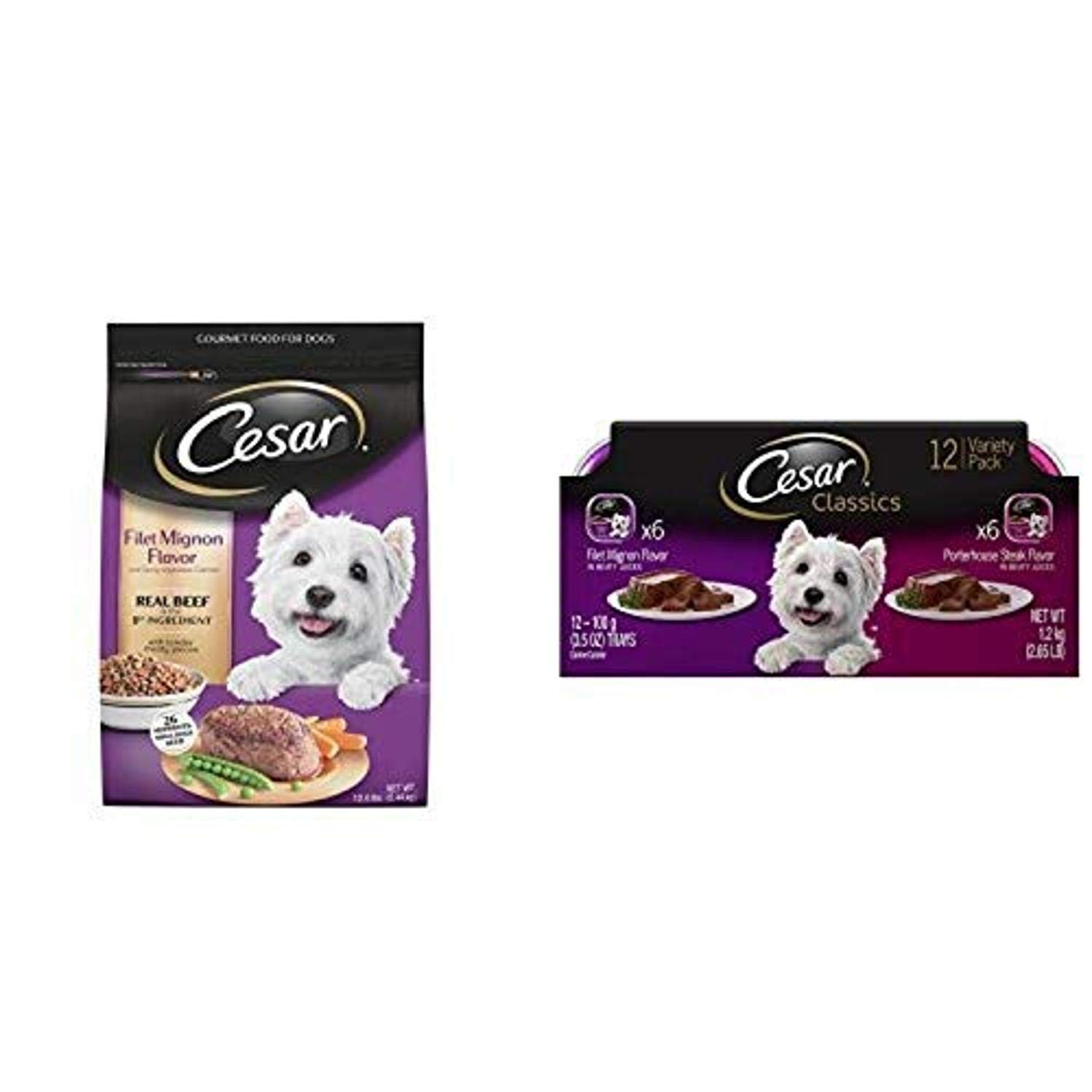 Amazon.com: Cesar Small Dog Food Variety Pack With 5 Lb Bag Of Filet ...