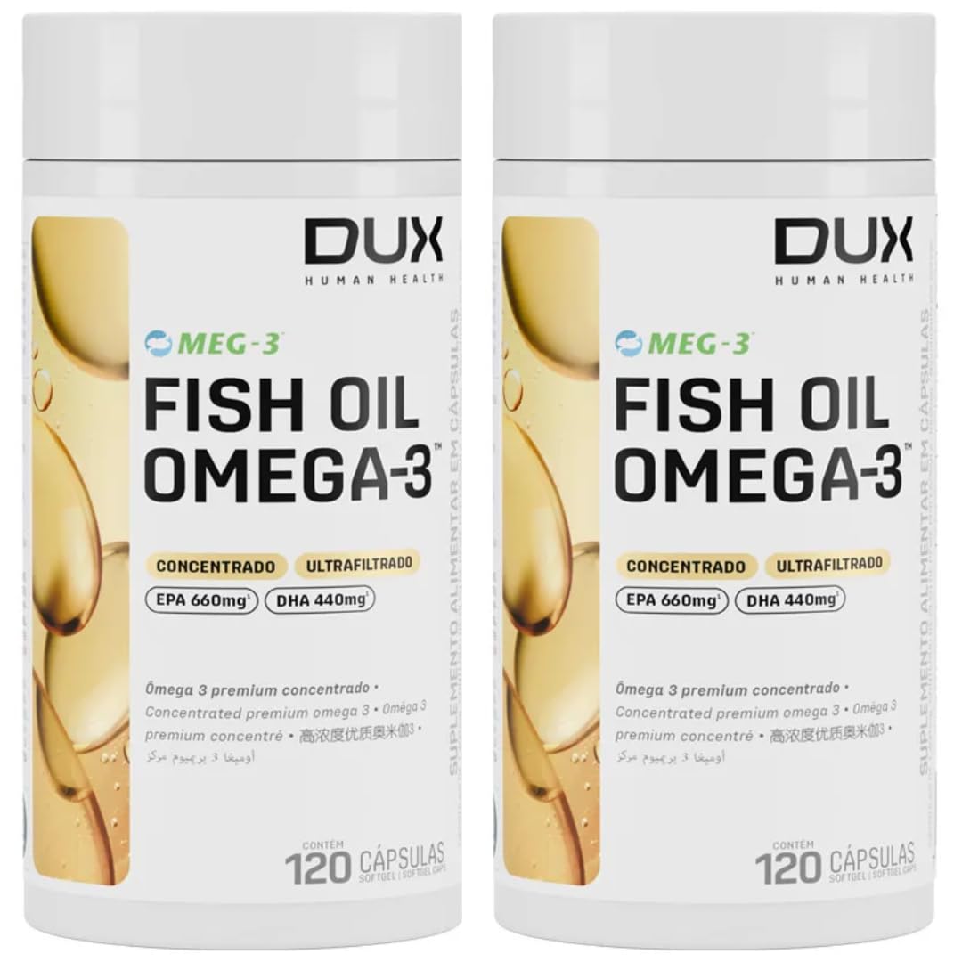 Combo 2x Ômega-3 Fish Oil - Dux Nutrition - Pote 120 Cápsulas - Total 240 | Amazon.com.br