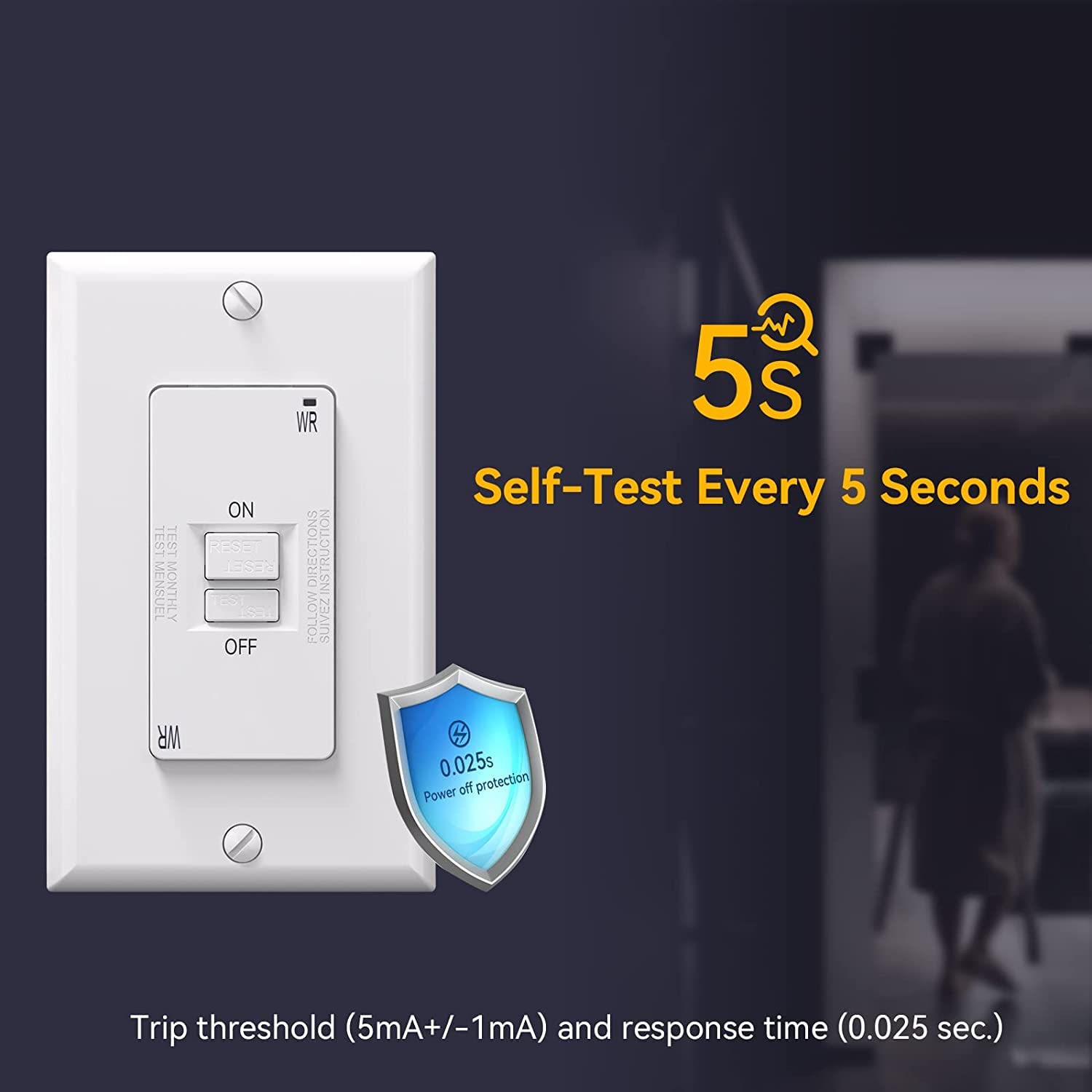 Snapklik.com : AIDA 20 Amp 120V Blank Face GFCI Weather Resistant Self ...