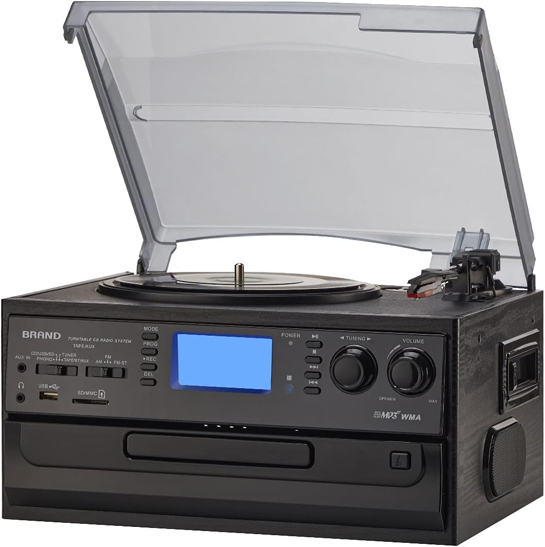 Amazon.com: Trexonic 3-Speed Turntable with CD Player, Double Cassette ...