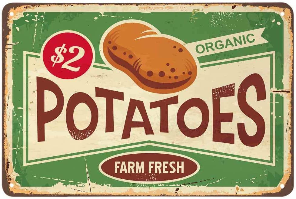 Amazon.com: AOYEGO Potatoes Tin Sign,Farm Fresh Organic Food Vintage ...
