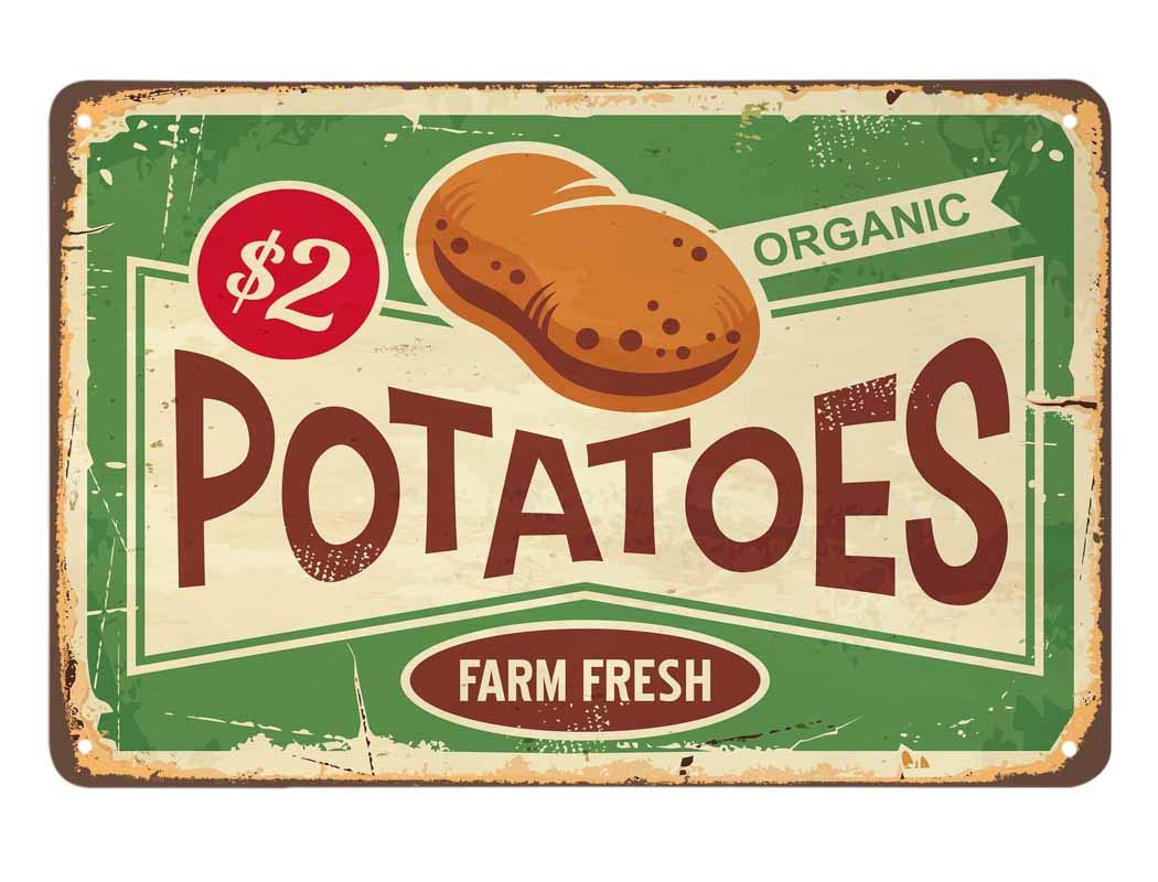 Amazon.com: AOYEGO Potatoes Tin Sign,Farm Fresh Organic Food Vintage ...
