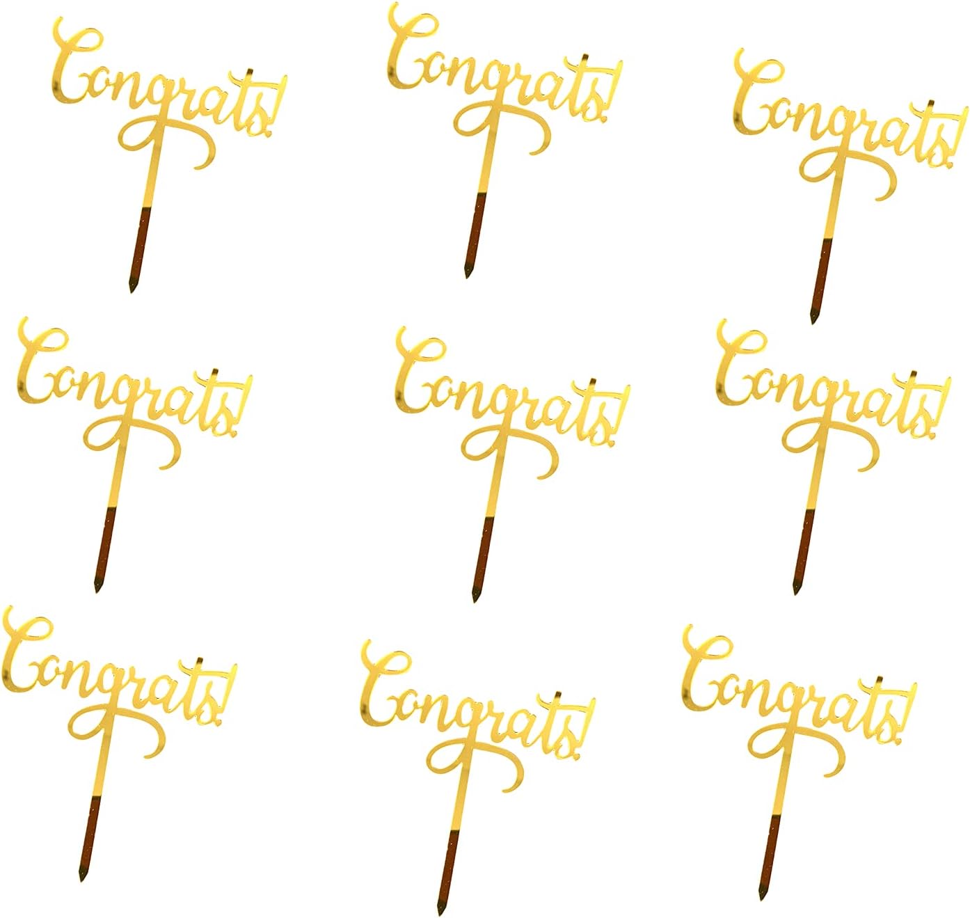 Amazon.com: 10 Pieces Congrats Acrylic Cake Toppers Gold ...