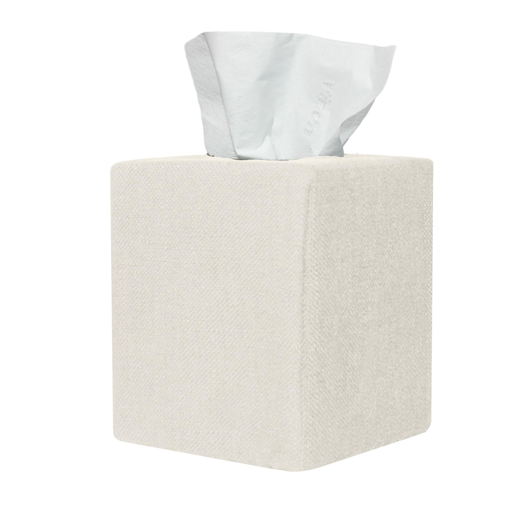 Amazon.com: Tissue Box Cover, Cute White Linen Fabric Decorative Square ...