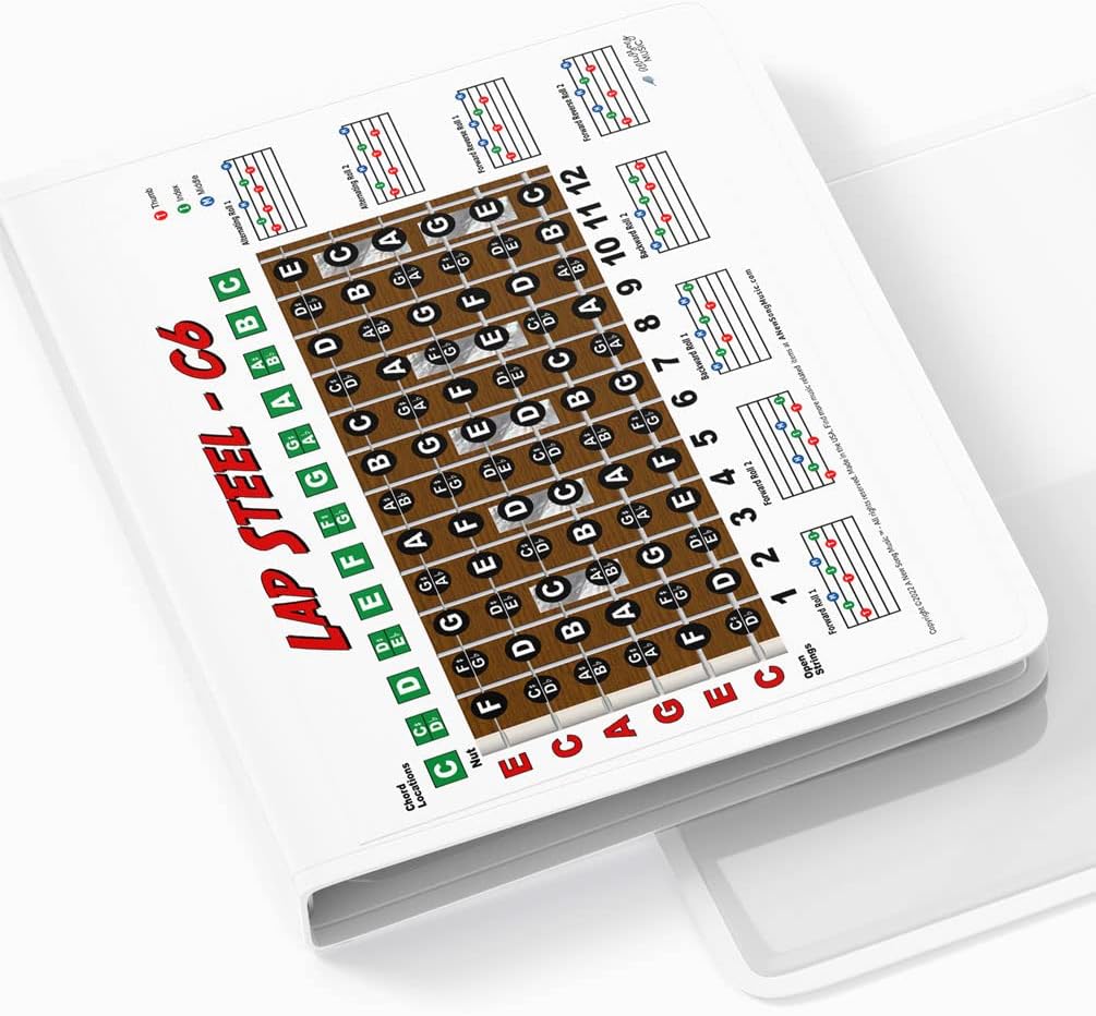Amazon.com: Lap Steel C6 Tuning Guitar Fretboard Note & Rolls Chart ...
