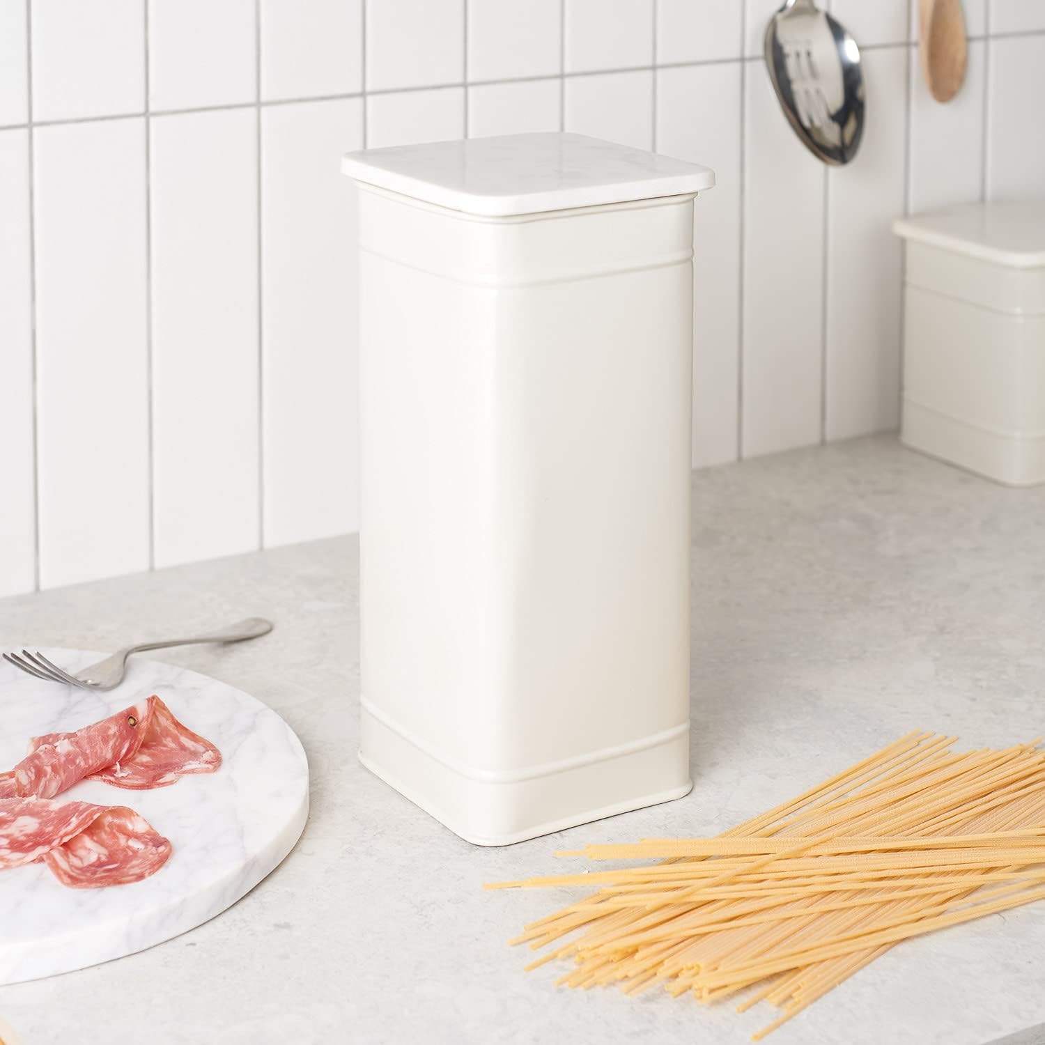Spaghetti Canister In Smoked White With Airtight Marble Lid – BigaMart