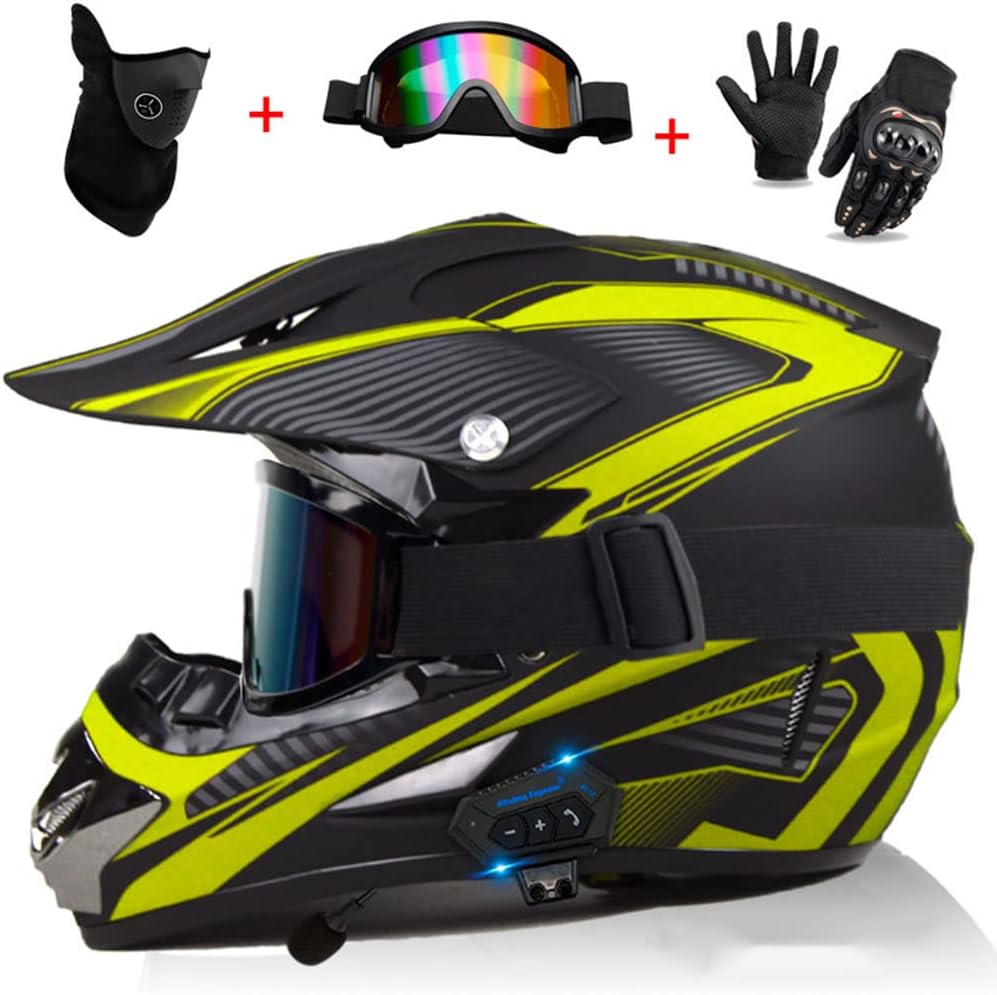 Amazon.com: Off-Road Helmet Bluetooth Dual Sport Full Face Helmet for ...
