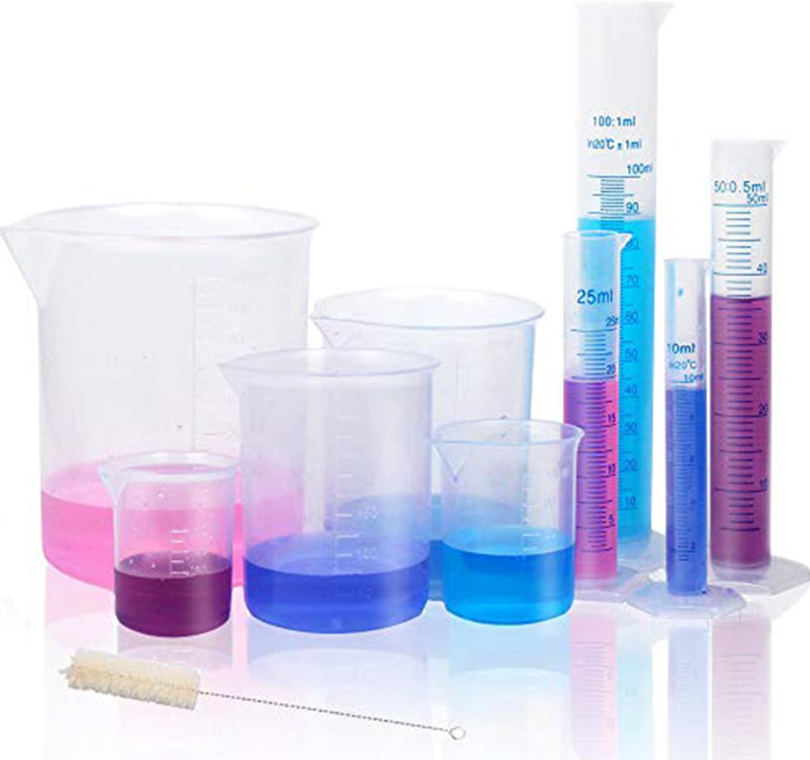 Plastic Beaker Set, 5 Sizes Low Form Measuring Graduated Griffin ...