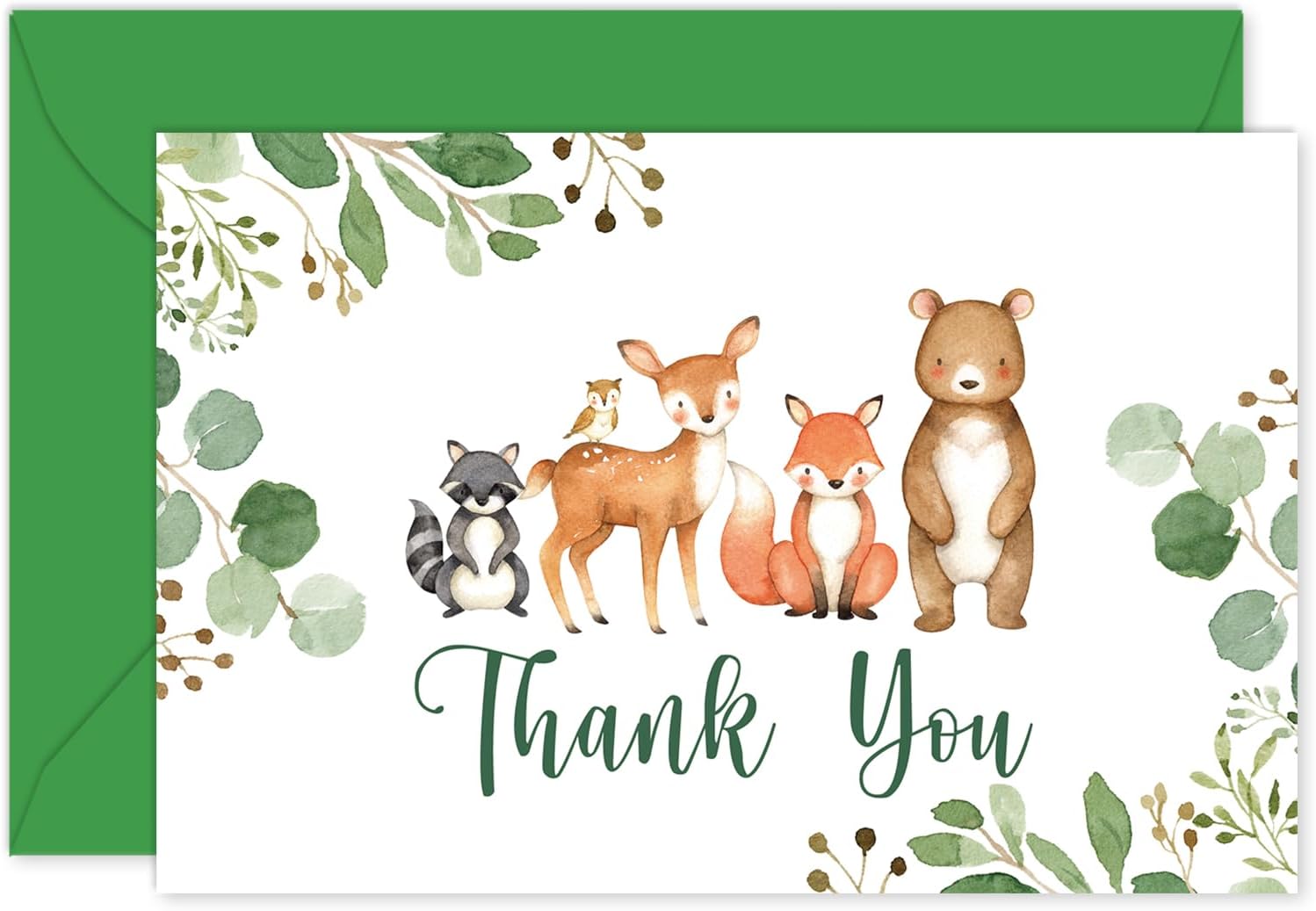Amazon.com : Whaline 50 Pack Woodland Thank You Cards with Envelopes ...