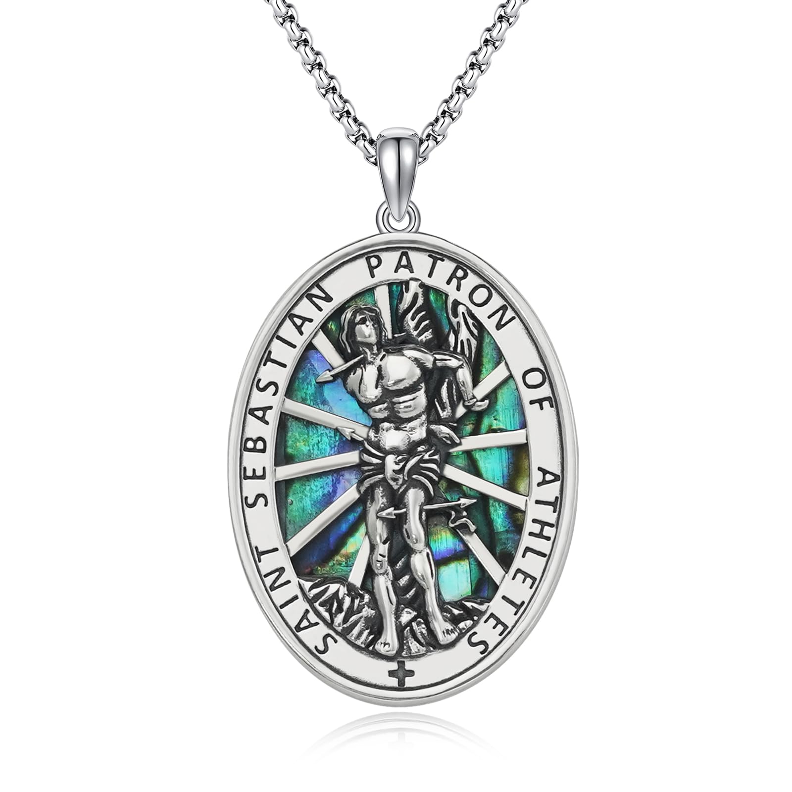 DOTBJ Saint Sebastian Medal Necklace Abalone Shell, Catholic Patron ...
