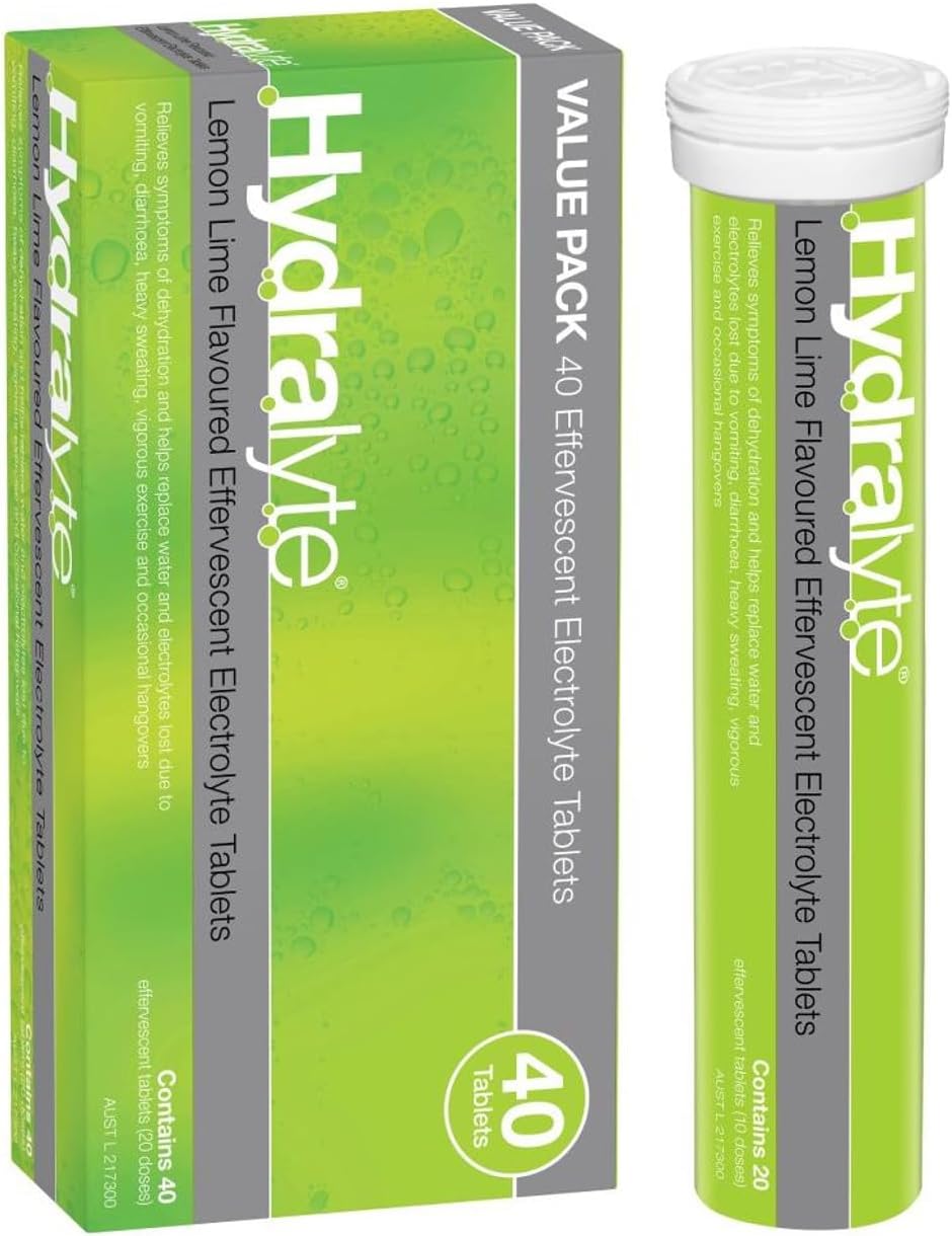 Hydralyte Lemon Lime Effervescent Electrolyte Tablet, 40 Tablet ...