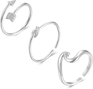 Amazon.com: Long tiantian Rings for Womens Silver Adjustable Simple ...