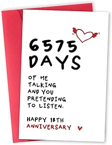 Amazon.com : Romantic 18th Anniversary Card for Him Her, Cute 18 Year ...
