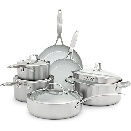 Amazon.com: GreenPan GP5 Stainless Steel 5-Ply Healthy Ceramic Nonstick ...