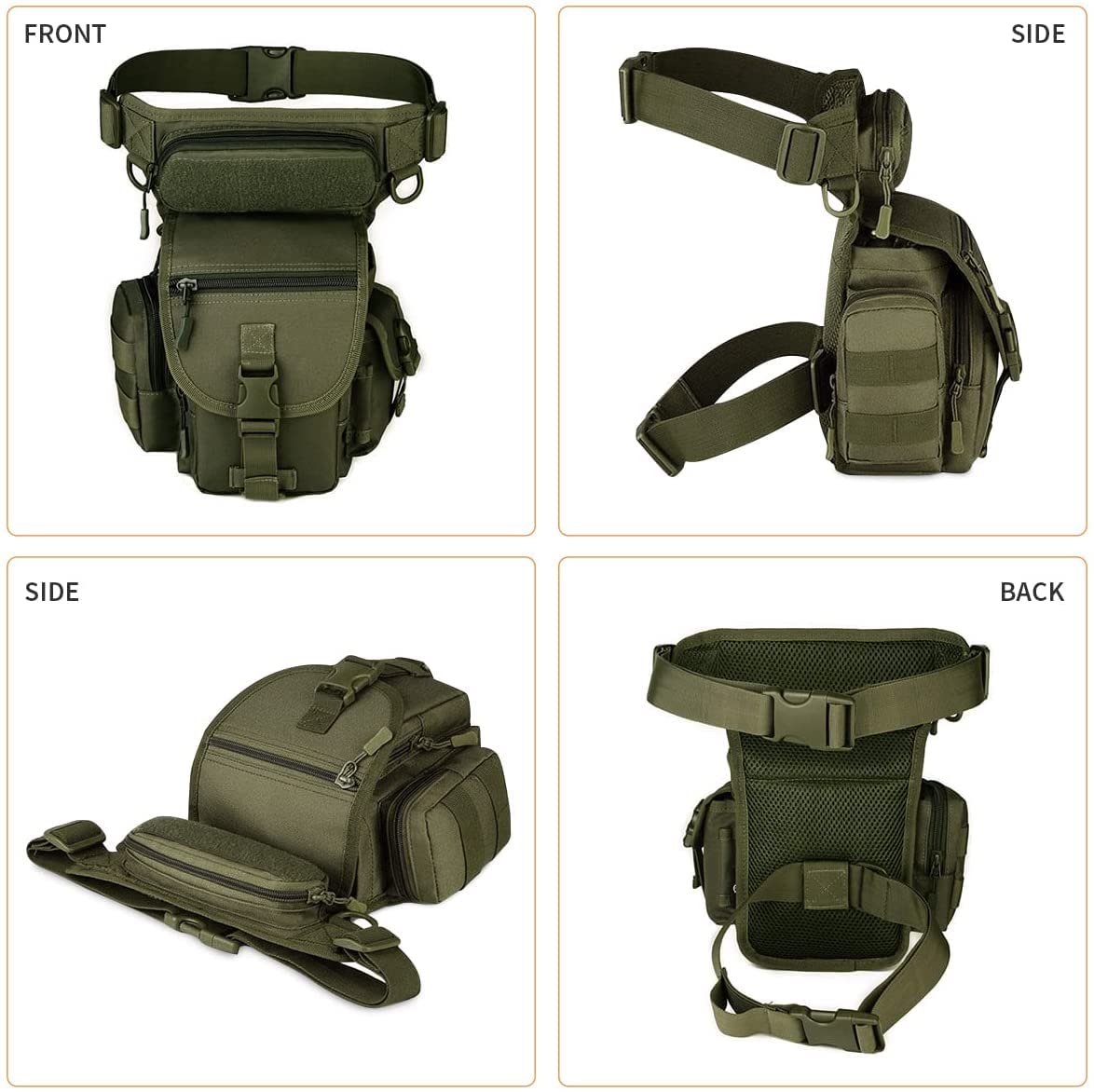 Yakmoo Multiple Function Leg Bag Waterproof Tactical Military Thigh ...