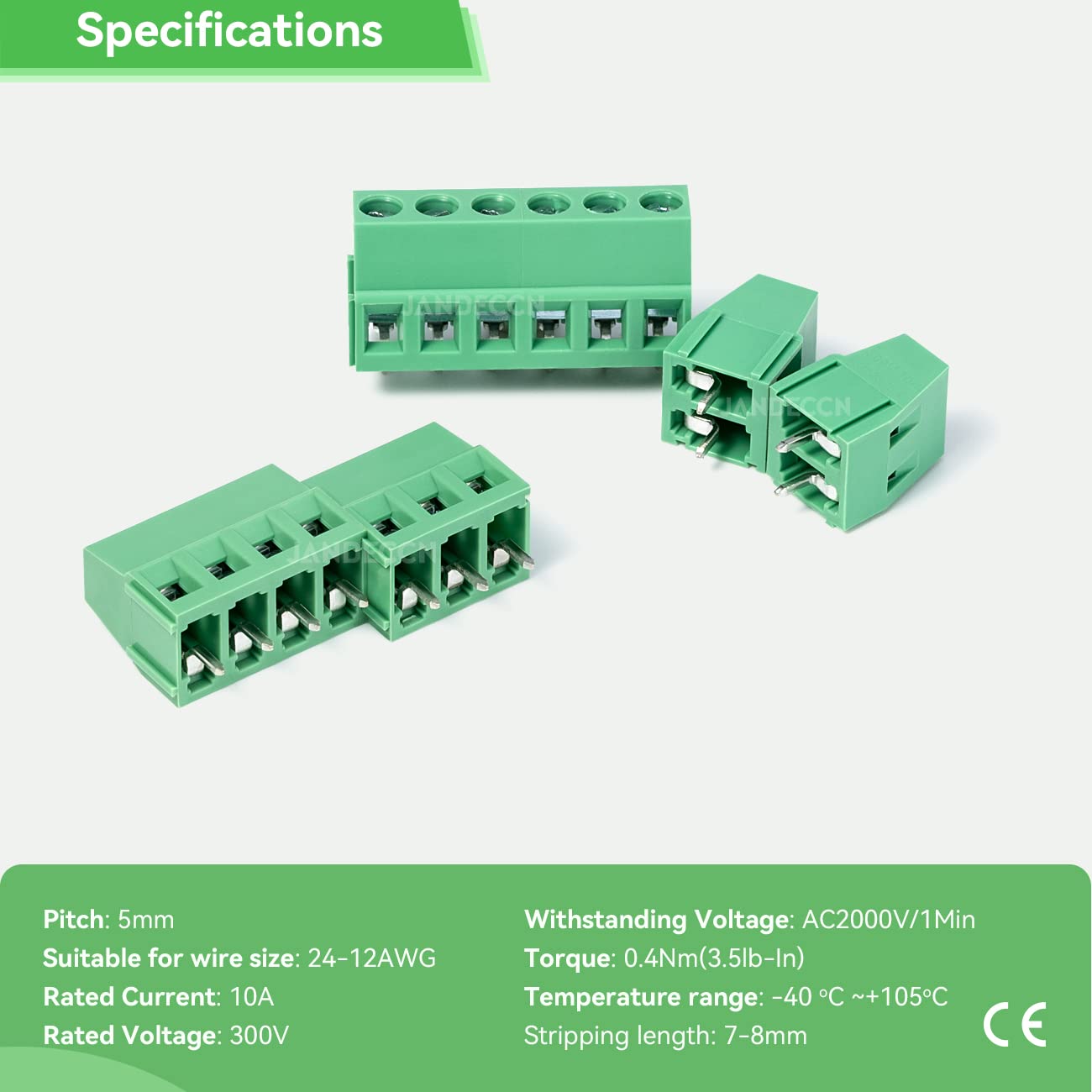 Snapklik.com : 30pcs 5.0mm Pitch 5 Pin PCB Mount Screw Terminal Block ...