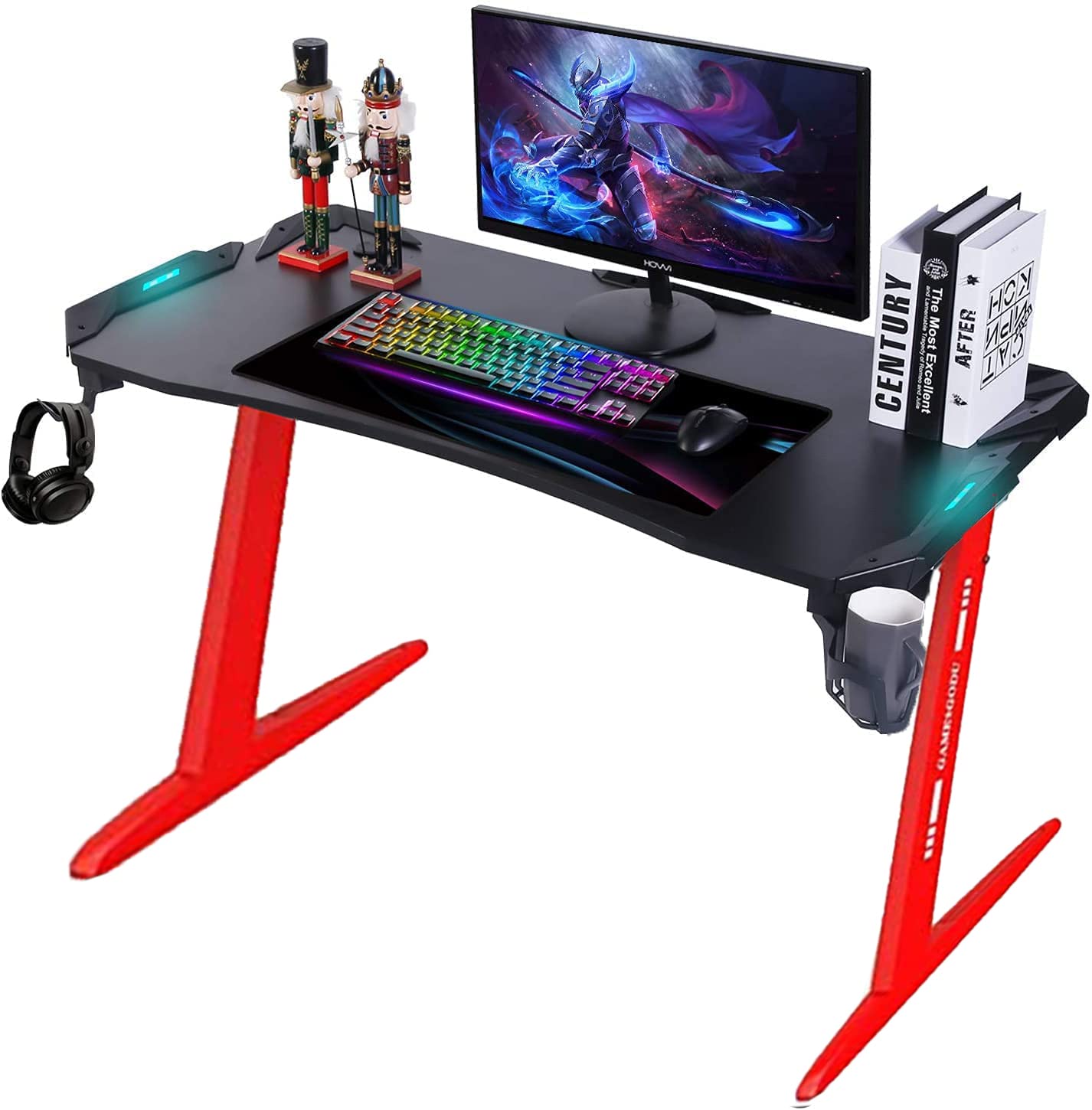 Buy Gaming Desk with LED RGB Lights PC Home Office Computer Desk Table ...